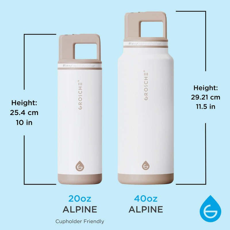 ALPINE Flip 'N Sip Insulated Water Bottle, 20oz | Water Bottle with Straw